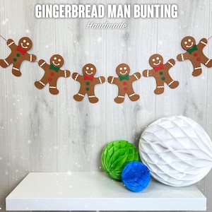Gingerbread Man Christmas Bunting | Handmade Festive Banner | Felt With ...