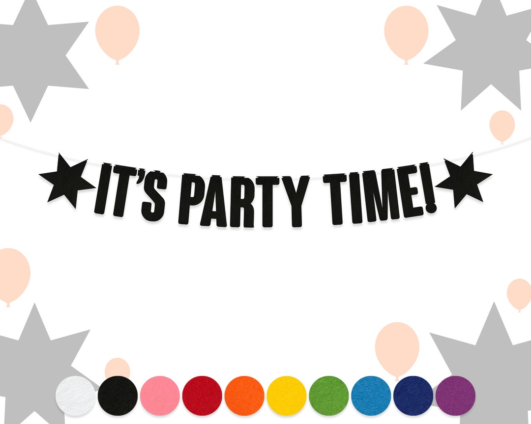 IT'S PARTY TIME! Bunting Banner | 15cm Felt Letters | Party Decorations Garland | 10 Colours ...
