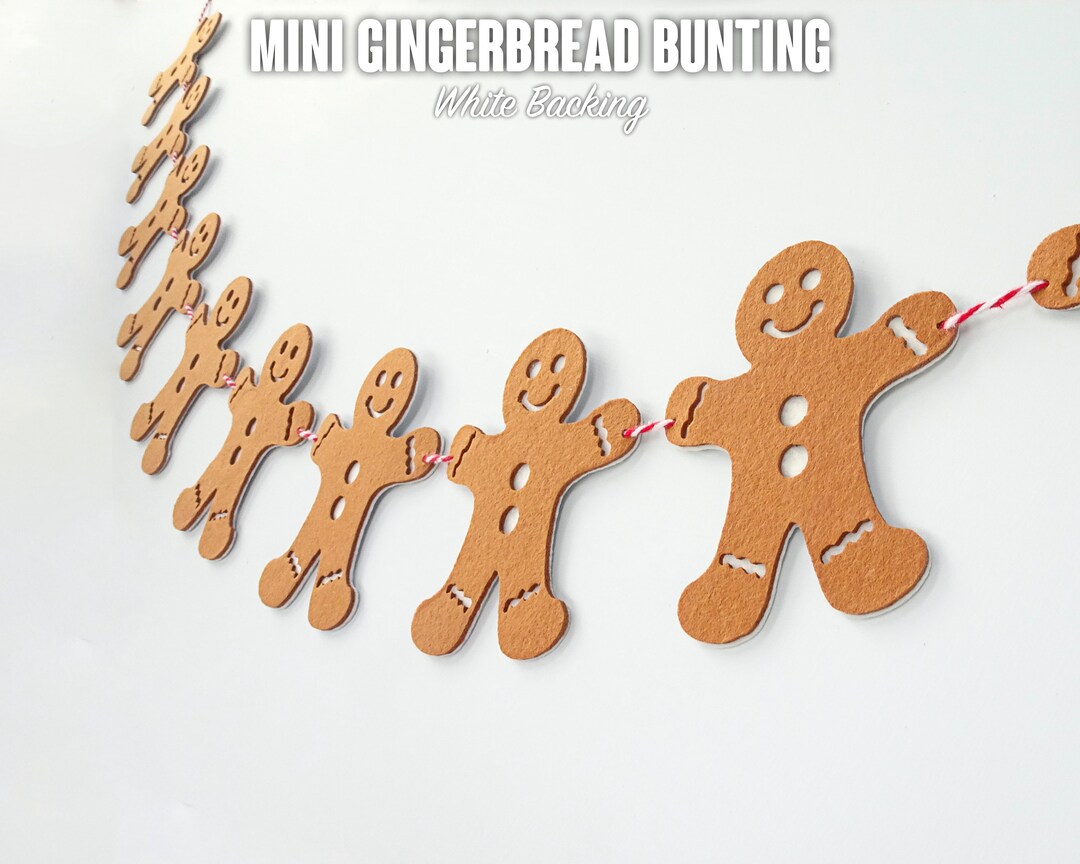 20pc Mini Gingerbread Man Christmas Bunting | 3m Festive Felt Banner ...