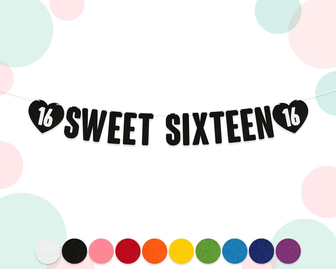 Sweet Sixteen Birthday Party Banner Range : 15cm Felt Letters Party ...