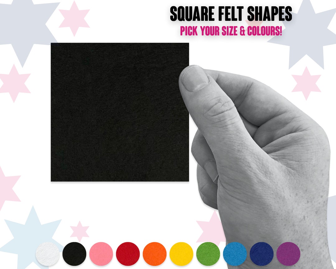 20x Square Felt Shapes | Pick Your Size & Colours | 2mm Thick Solid ...
