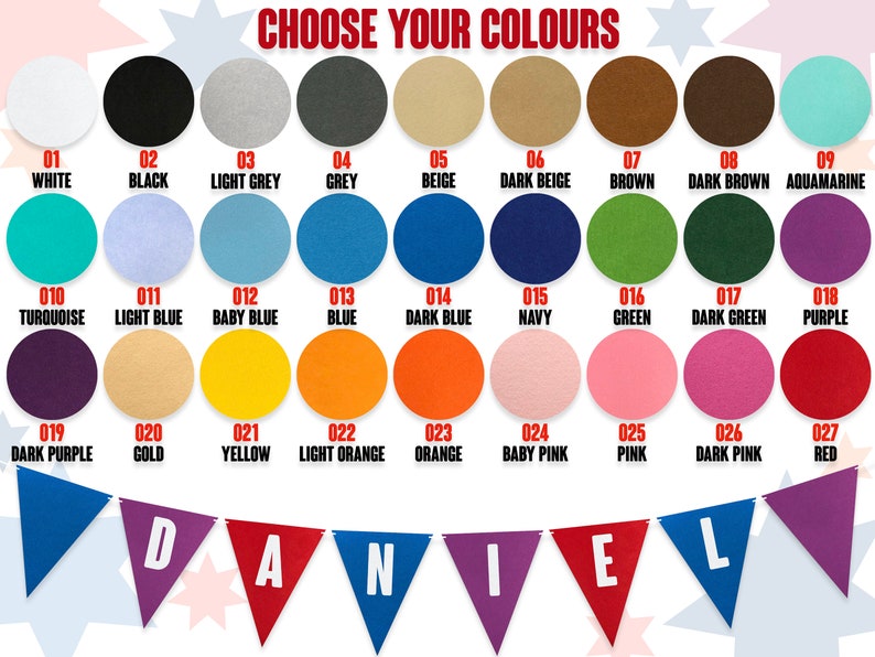 Build Your Own Bunting Banner | Rounded Font Flags | 21cm Felt Flags ...