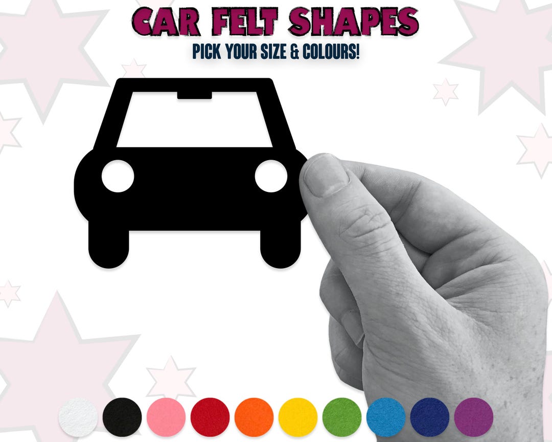 20x Felt Car Shapes | Pick Your Size & Colours | 2mm Thick Solid Felt ...