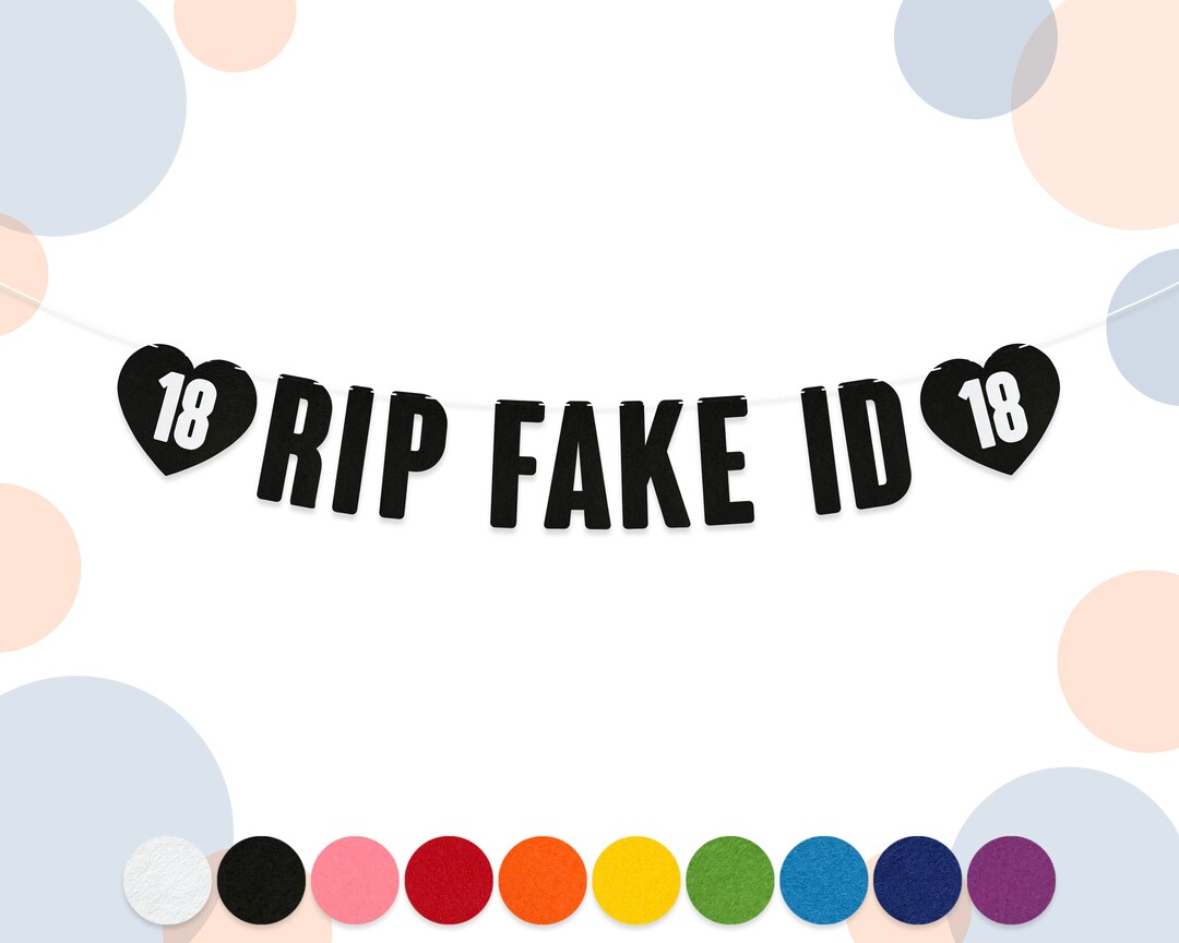 RIP Fake ID Bunting | 18th Birthday Banner | 15cm Felt Letters | Funny ...