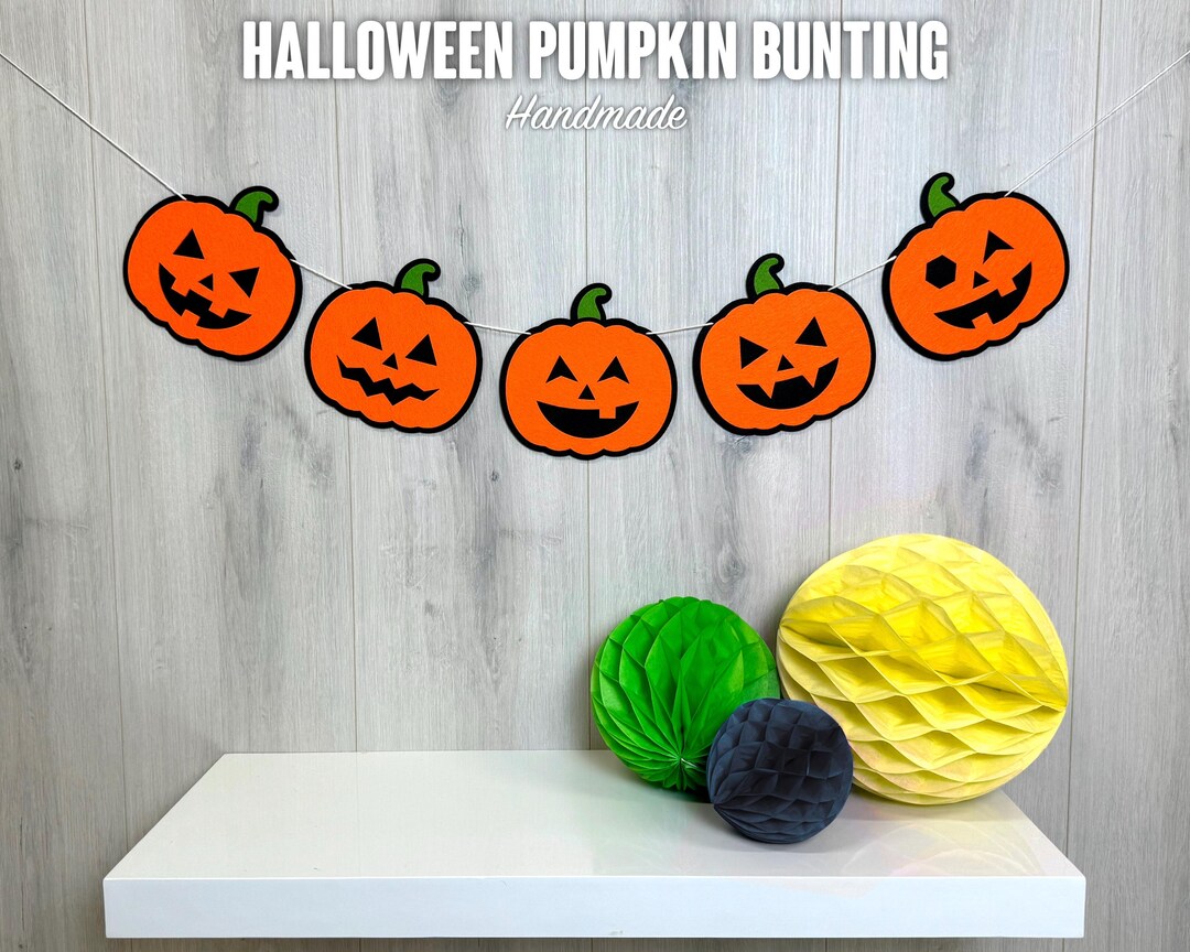 Halloween Pumpkin Banner Bunting | Handmade Spooky Party Garland | Felt ...