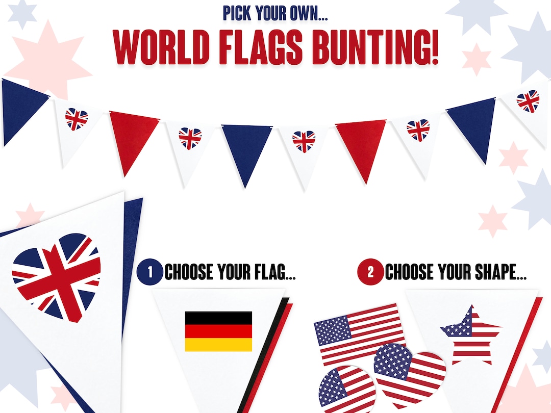 Pick Your Own Country Flag Bunting | Personalised Felt Flags | 11 Flags ...