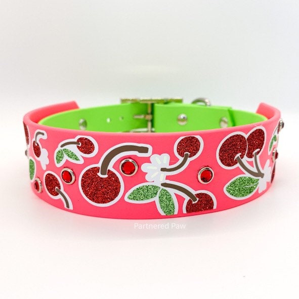 Biothane Bling Dog Collar | Cherry Bomb Dog Collar - Etsy