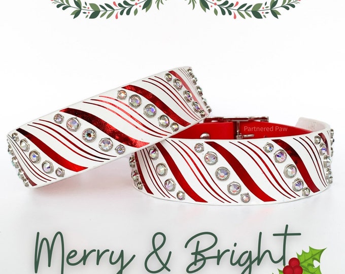 1.5” Wide Candy Cane Holiday Dog Collar Waterproof Dog Collar - Etsy