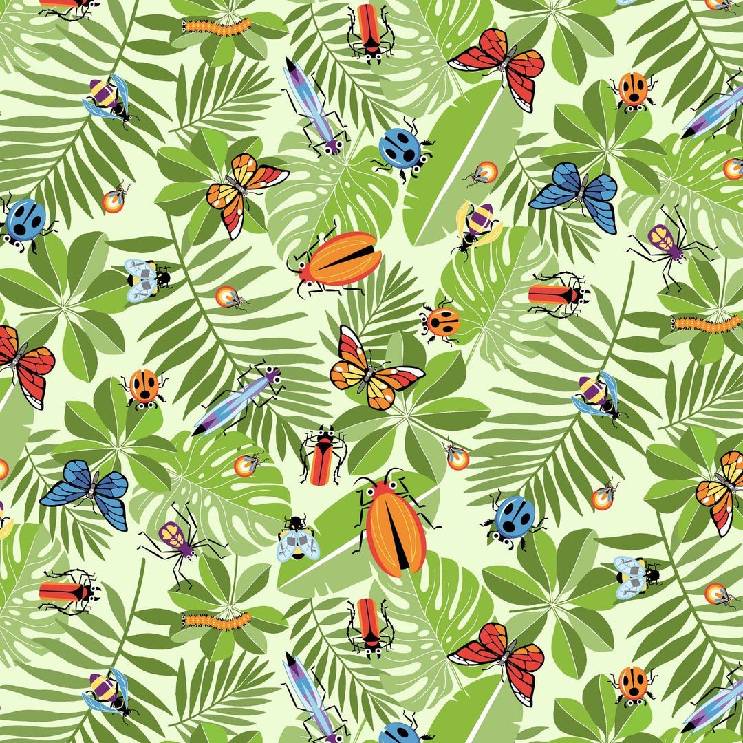 Fabric for Child Fabric Baby Cute Bugs Fabric for Children Fabric Bugs ...