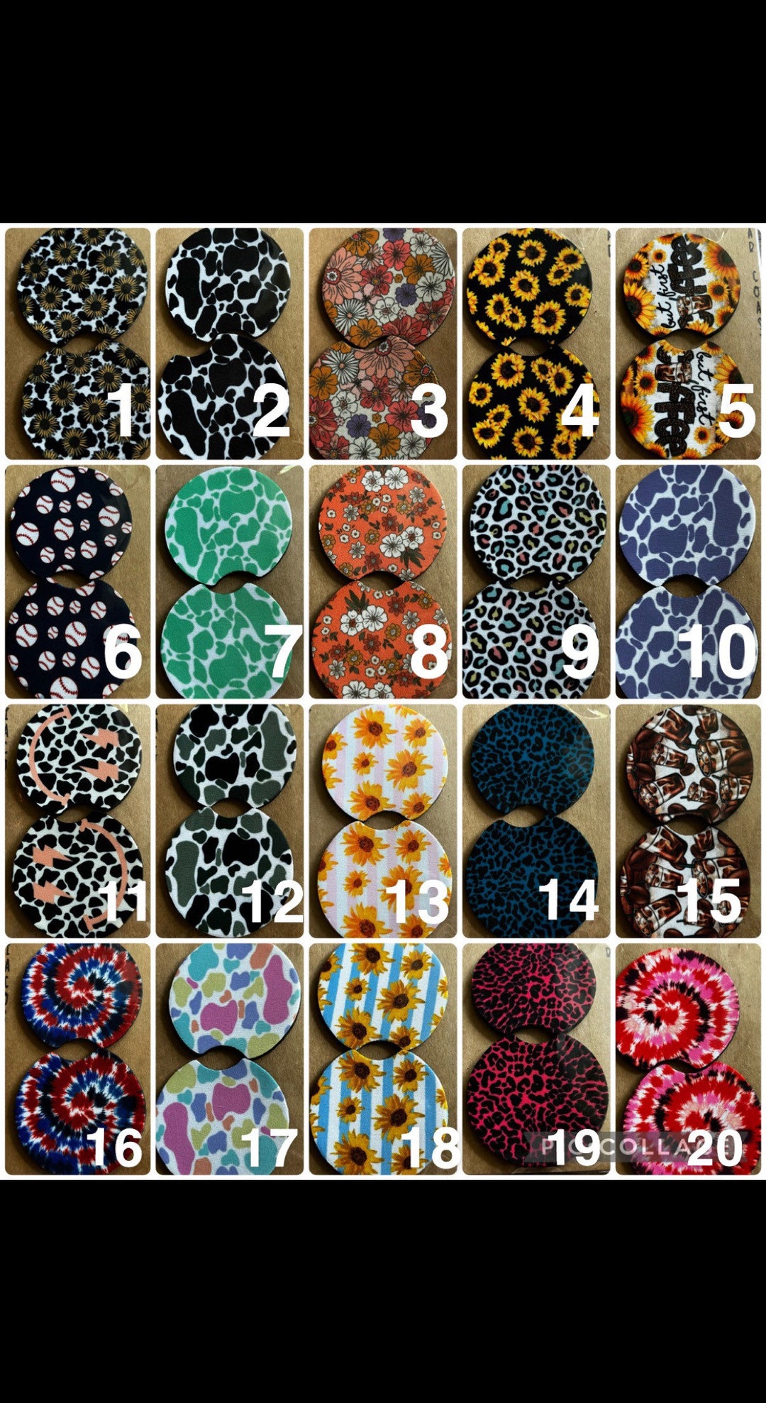 Car Coaster Set Car Coasters Cow Print Car Coaster - Etsy