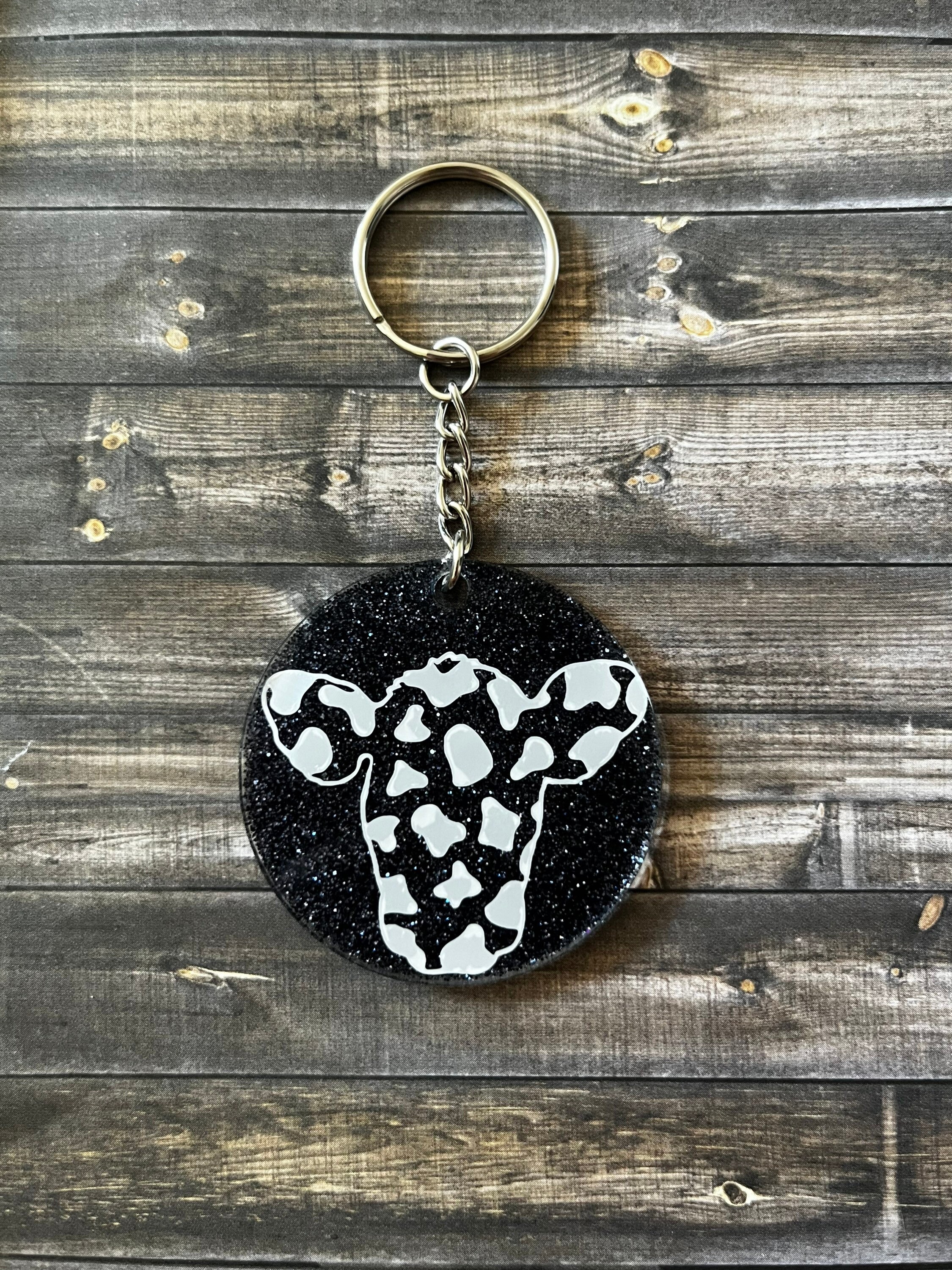 Cow Keychain Cow Keyring Cow Print Acrylic Keychain - Etsy