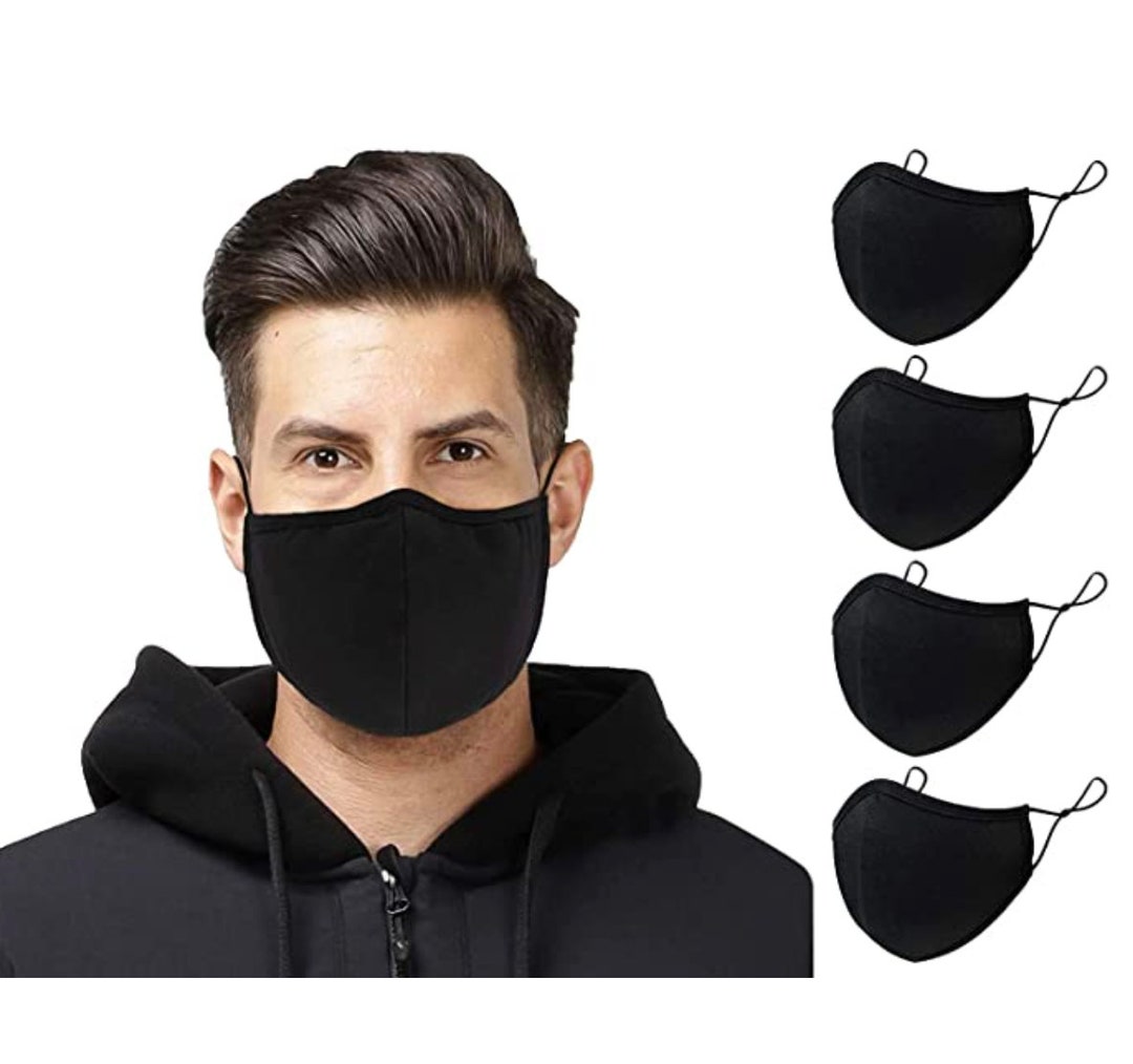 Sports Gym Face Mask- Black Face Mask - Adjustable Earloops, Fits All ...