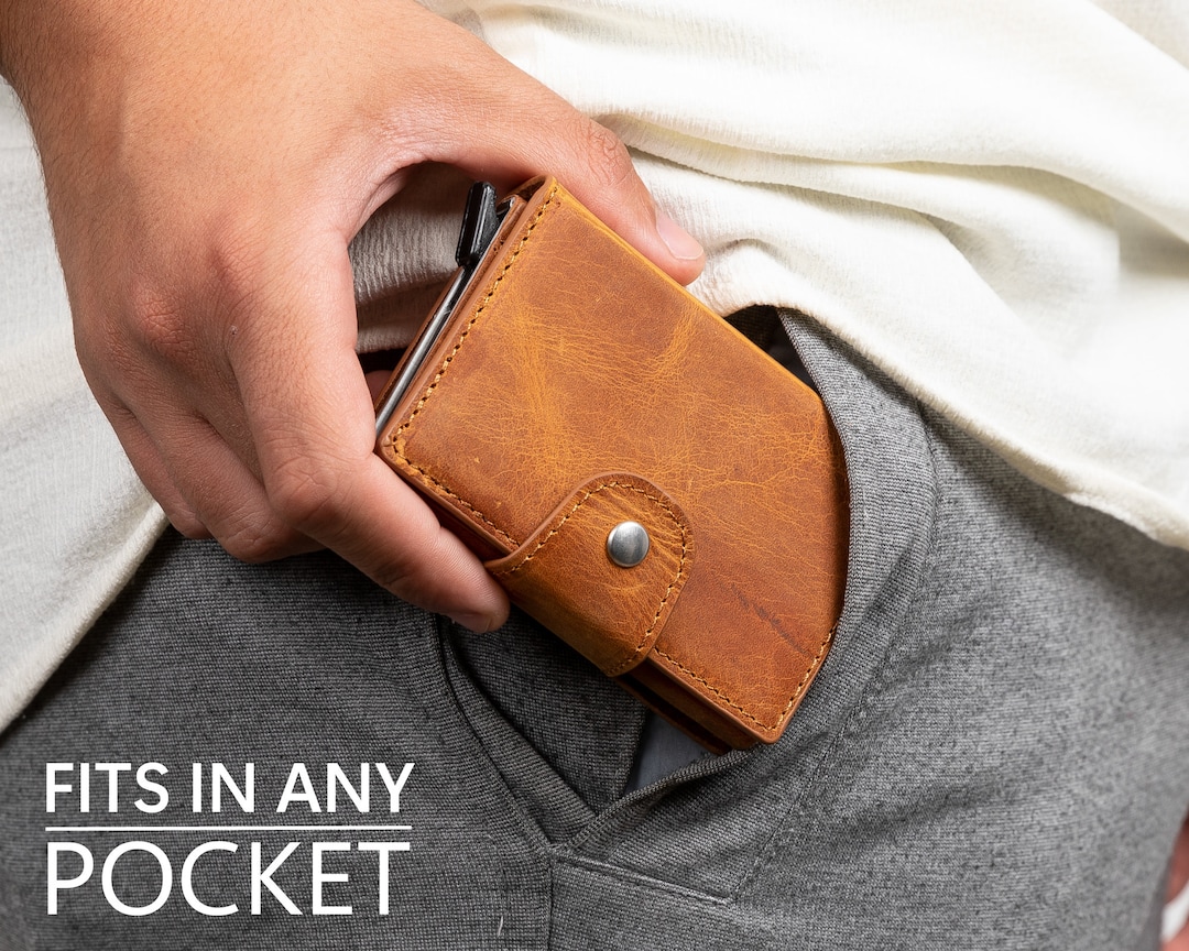 Personalized Leather Pop up Wallet: RFID Blocking Card Holder - Etsy