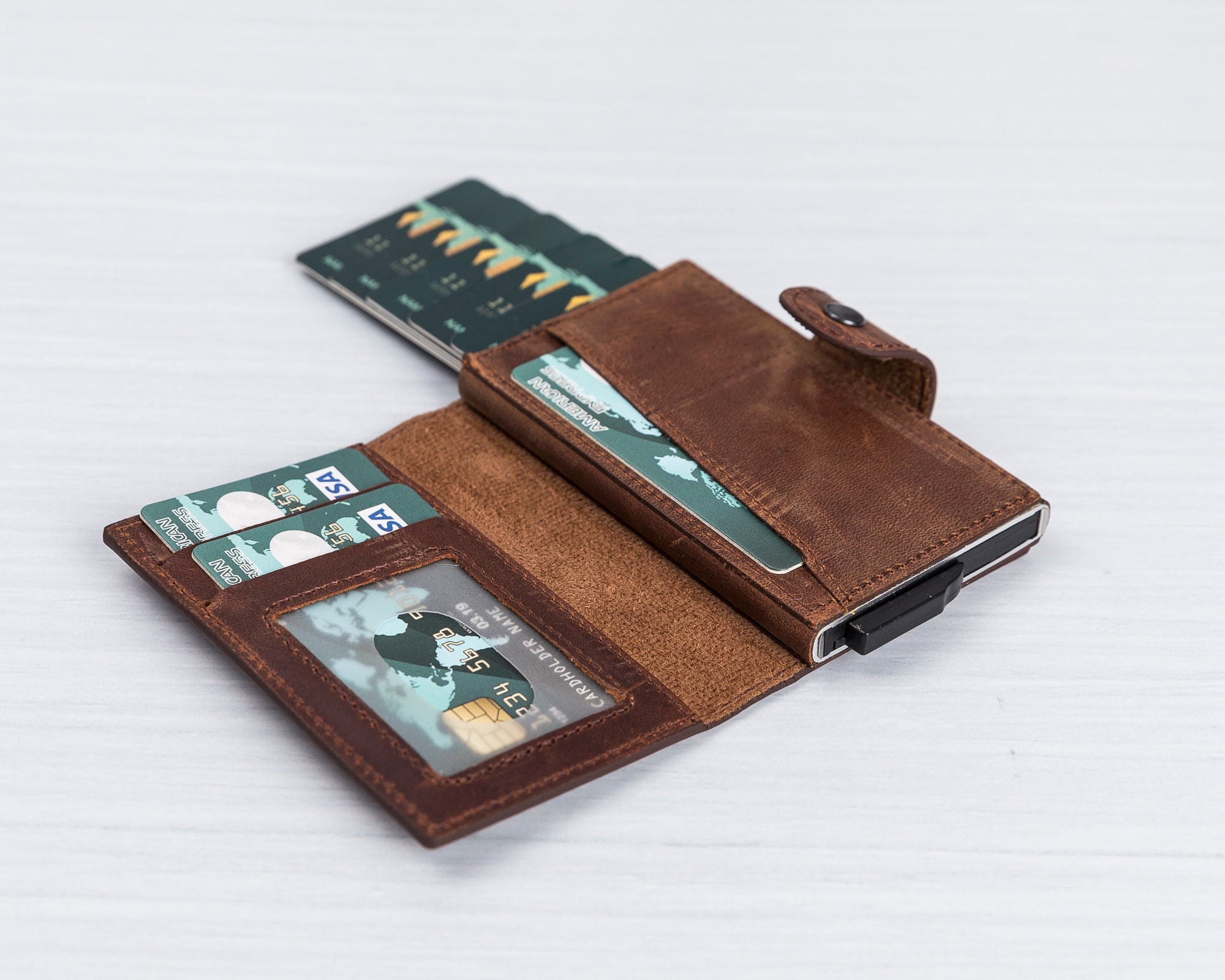 Minimalist Leather Pop up Wallet & Card Holder RFID Blocking - Etsy