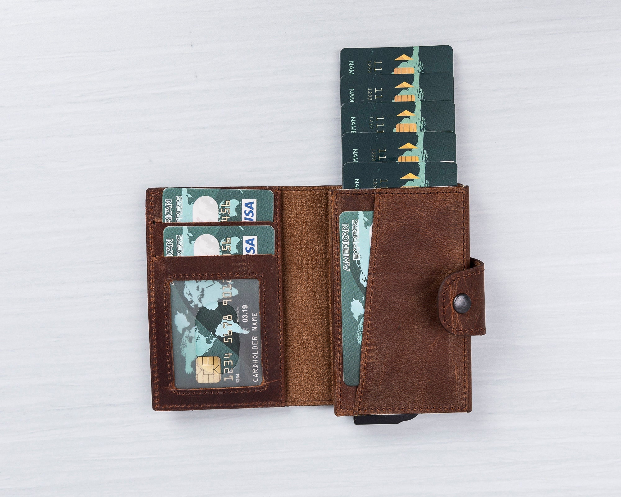 Minimalist Leather Pop up Wallet & Card Holder RFID Blocking - Etsy