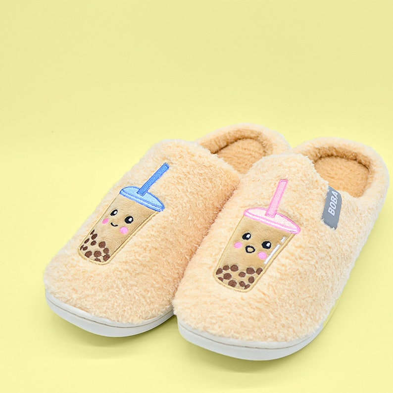 Fluffy Bubble Tea Slippers - Etsy