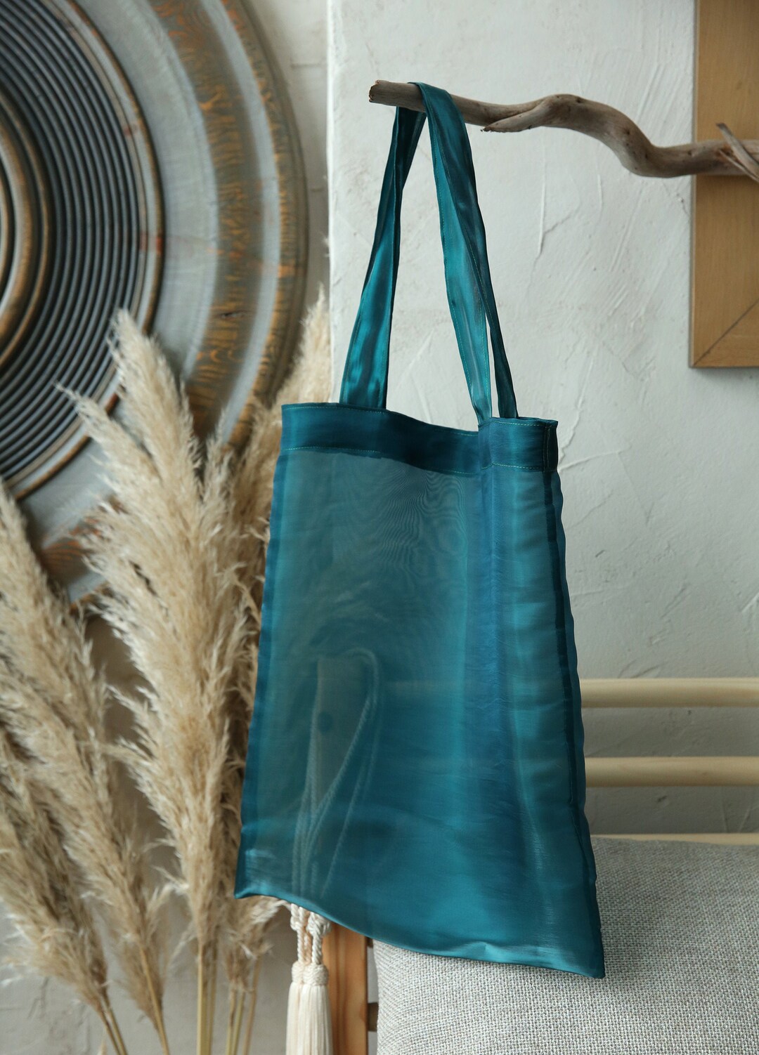 Vibrant Green Transparent Tote | Sustainable Organza Shopping Bag | Eco ...