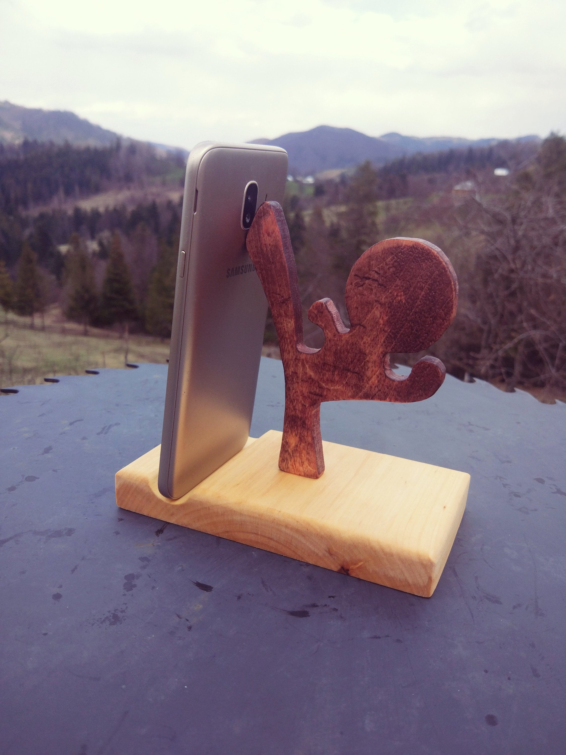 Wooden telephone stand in the form of a karate figure . Funny | Etsy