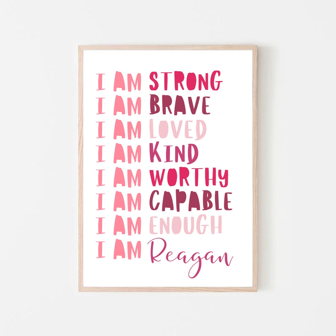 Personalized i Am Poster for Kids Name Poster, I Am Strong, Brave ...