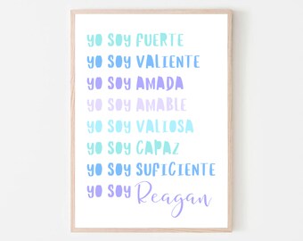 Personalized yo Soy Poster for Kids Yo Soy Fuerte, Valiente, Amado ...