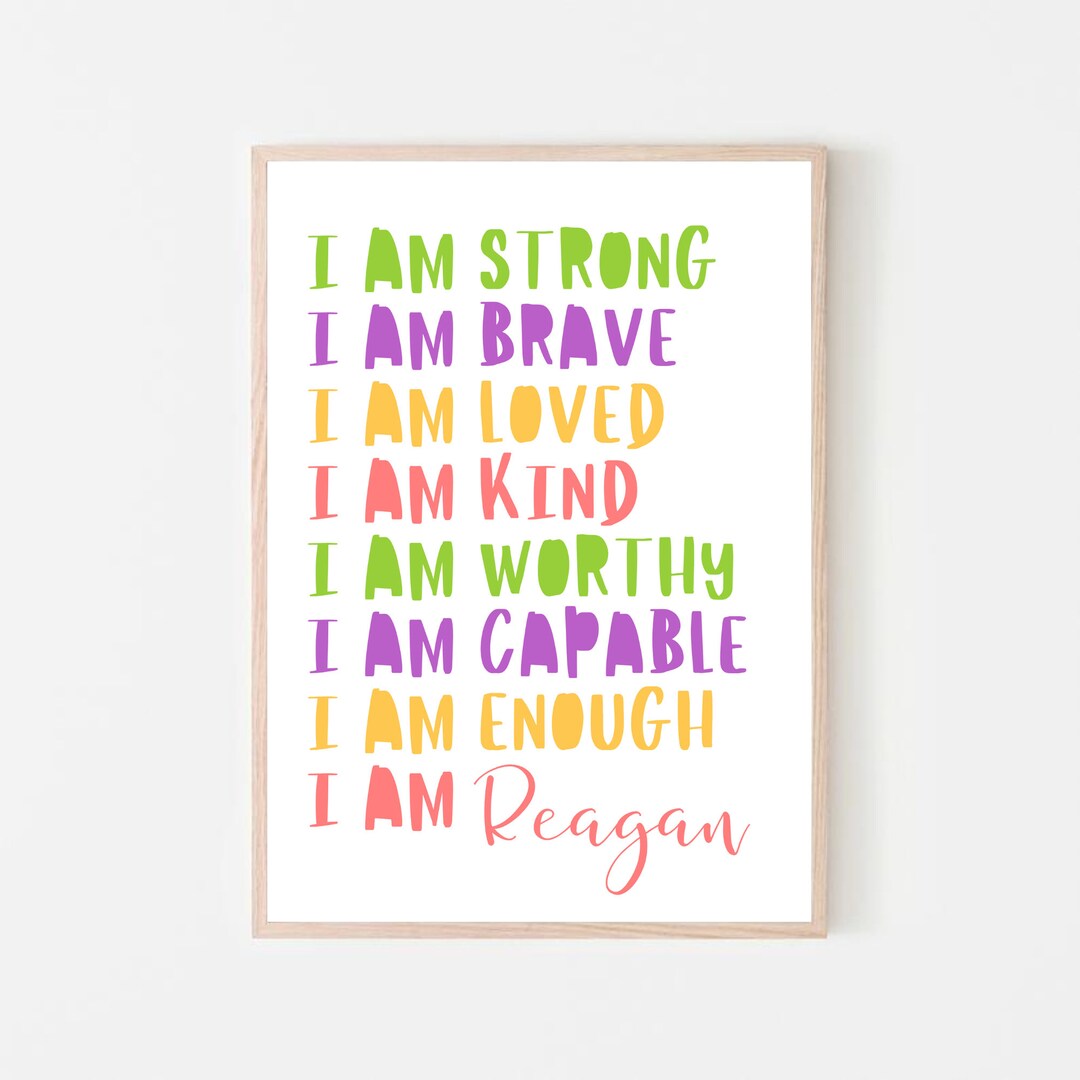 Personalized i Am Poster for Kids Princess Colorways, Rapunzel tangled ...