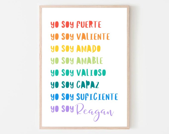 Personalized yo Soy Poster for Kids Yo Soy Fuerte, Valiente, Amado ...