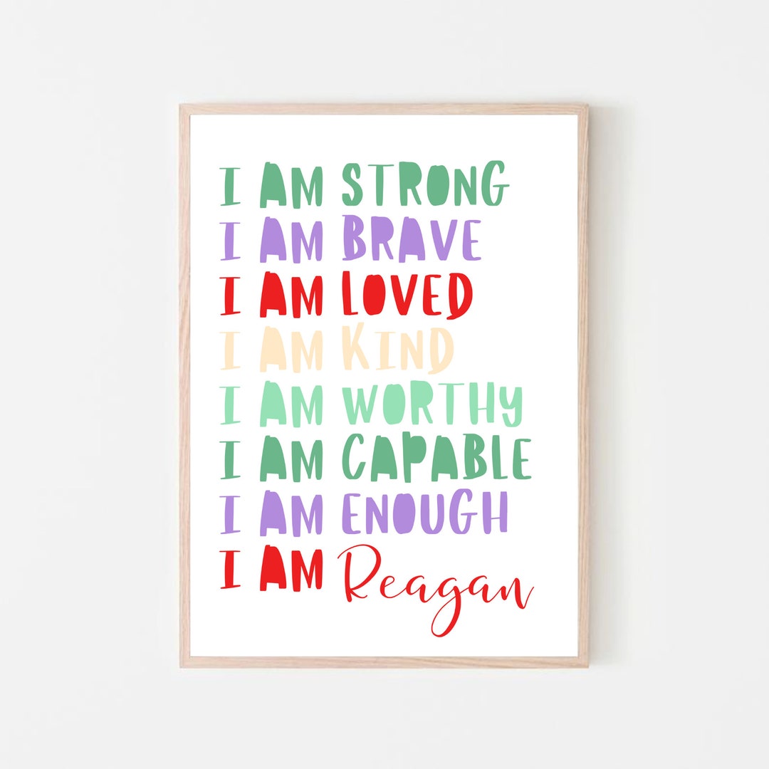 Personalized i Am Poster for Kids Princess Colorways, Ariel the Little ...