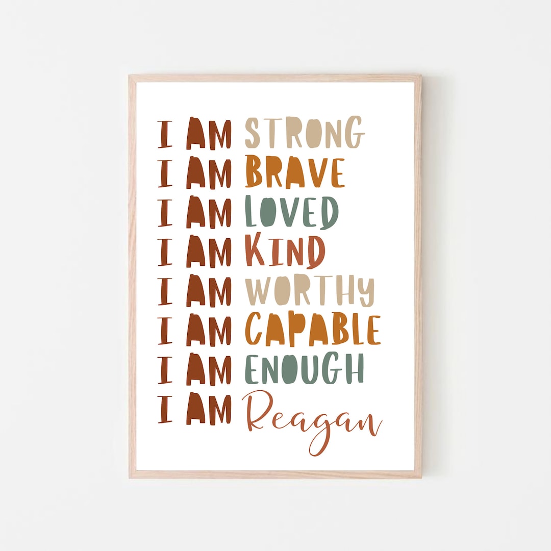 Personalized i Am Poster for Kids Name Poster, I Am Strong, Brave ...