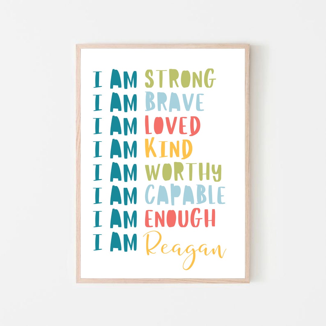 Personalized i Am Poster for Kids Name Poster, I Am Strong, Brave ...