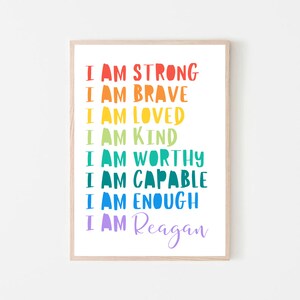Personalized i Am Poster for Kids Name Poster, I Am Strong, Brave ...