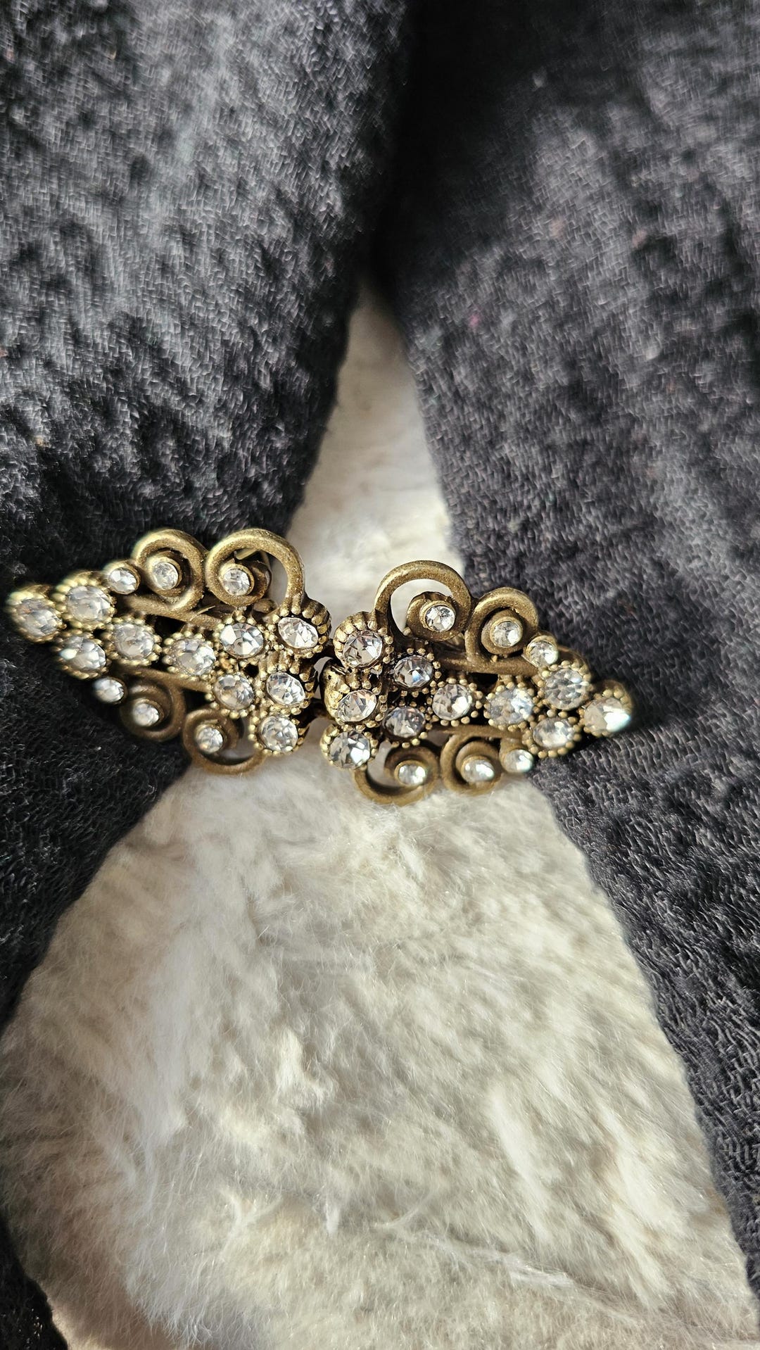 Small Old Gold Jacket Clasp With Fine Stones. Can Be Detached Using ...