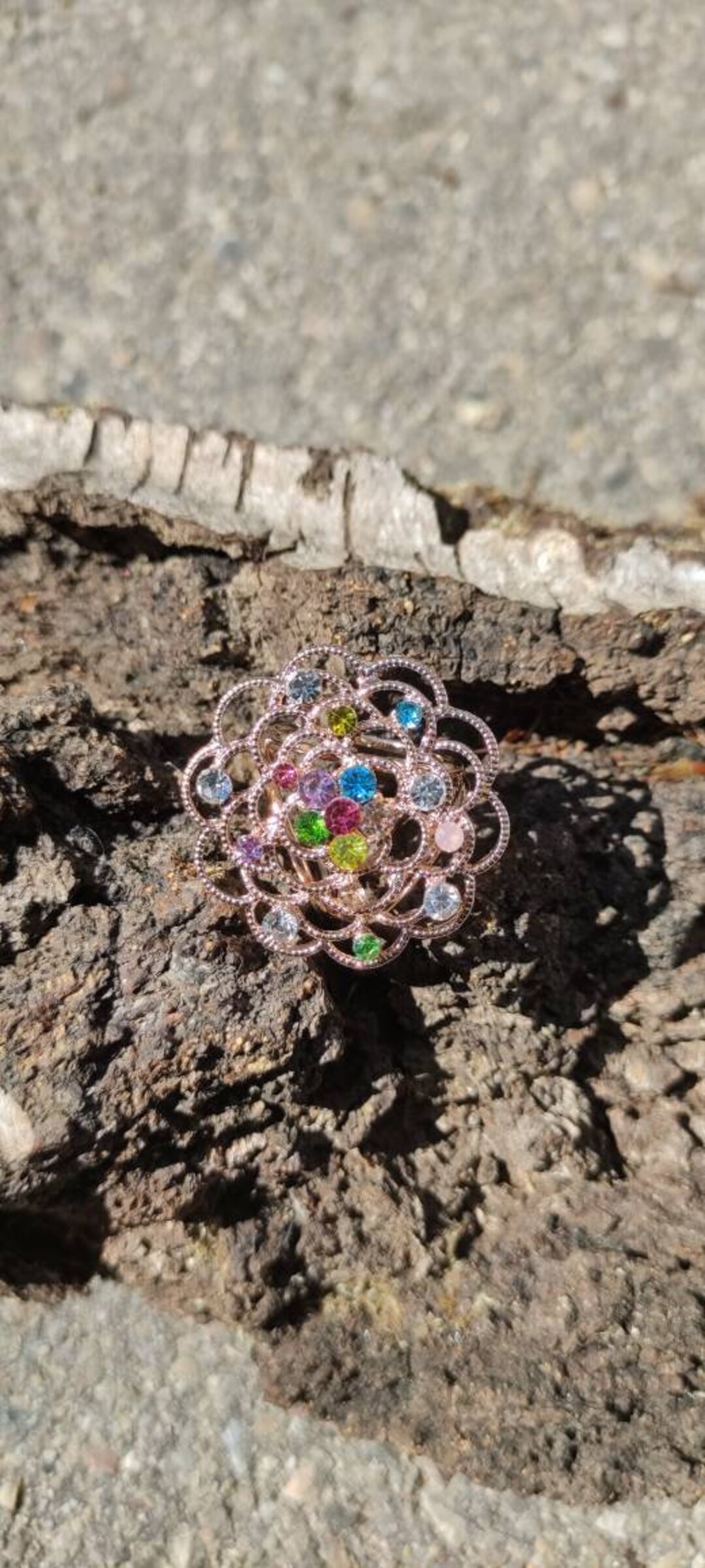 Scarf Ring Flower Rose Colored With Colored Rhinestones, Brings Scarves ...