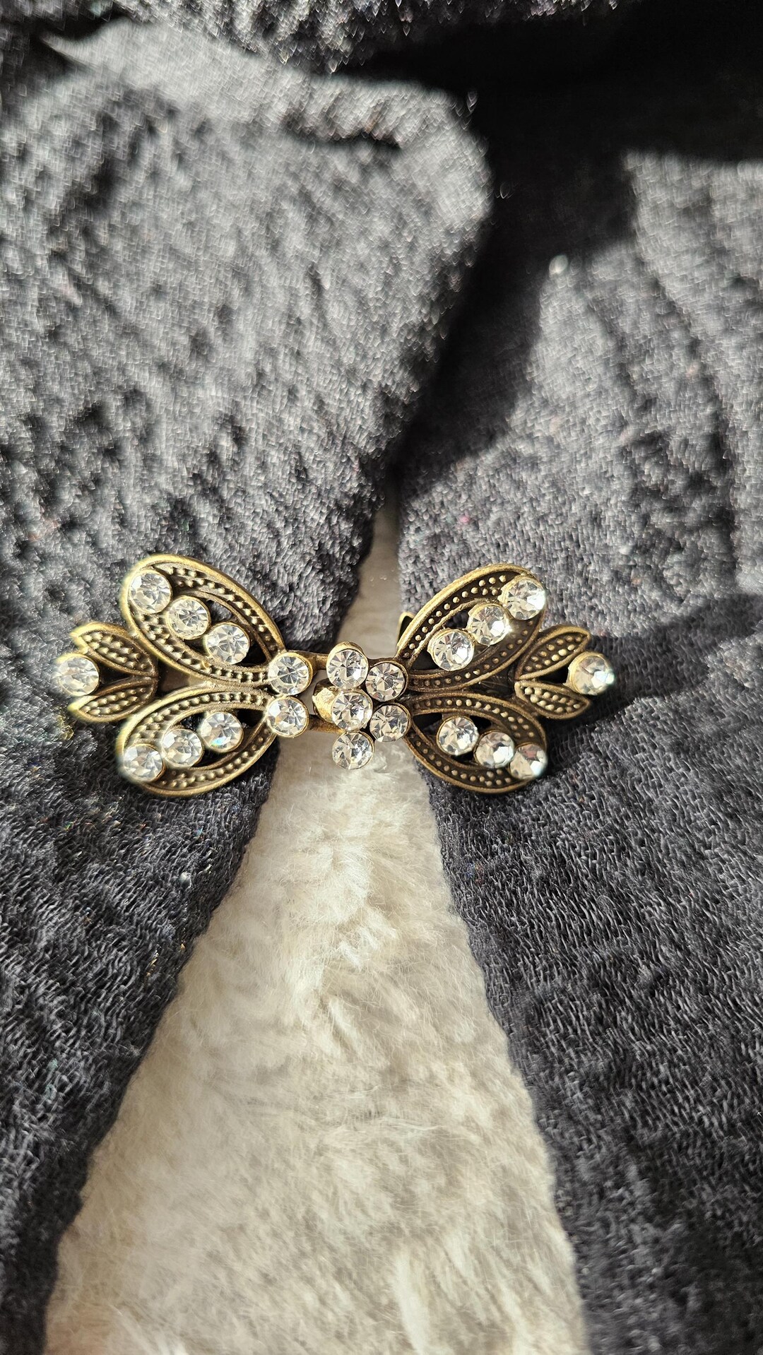 Small Gold Jacket Clasp With Stones. Detachable, Clip-on Closure. Holds ...