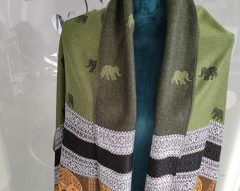 Unusual Scarf With Elephants. Front and Back in Different Colors. This ...