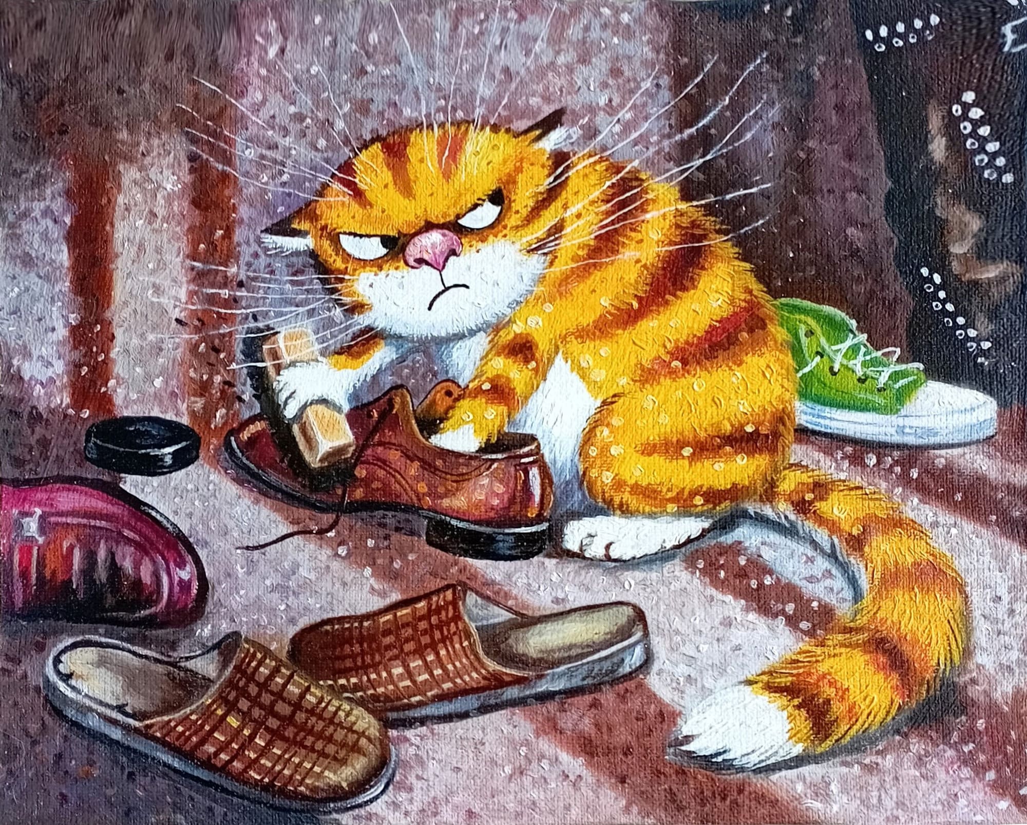 Funny Cat Painting Animal Original Art Pet Portrait Painting Animal Oil ...
