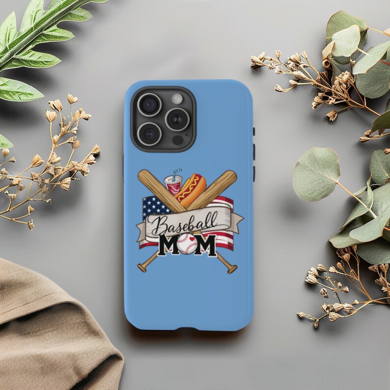 Baseball Mom iPhone Case With A Patriotic Cheer Mom and Hotdog Design ...
