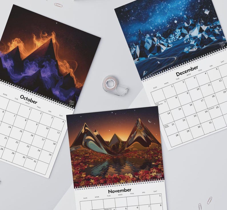 2025 Art Calendar, Abstract Wall Calendar, Monthly Hanging Calendar ...