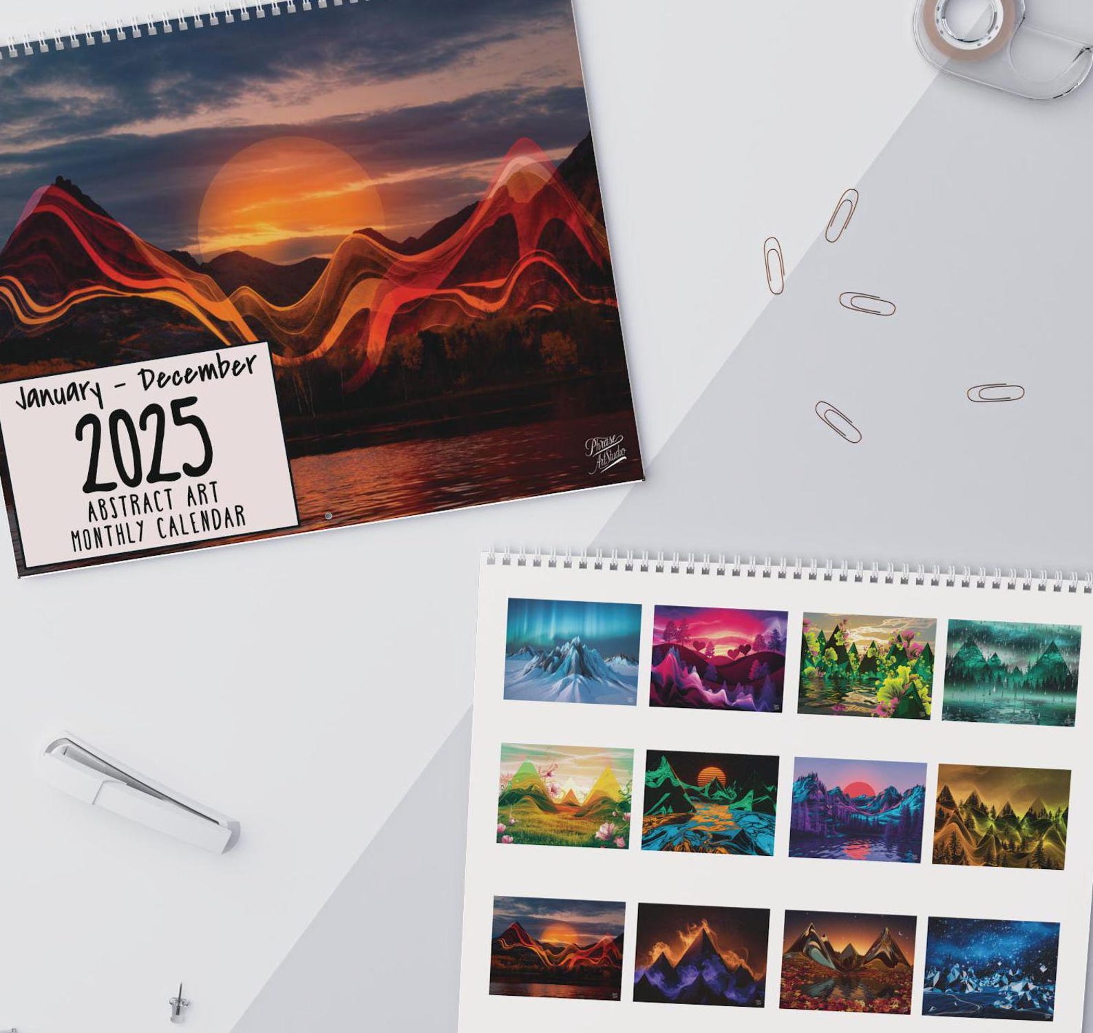 2025 Art Calendar, Abstract Wall Calendar, Monthly Hanging Calendar ...