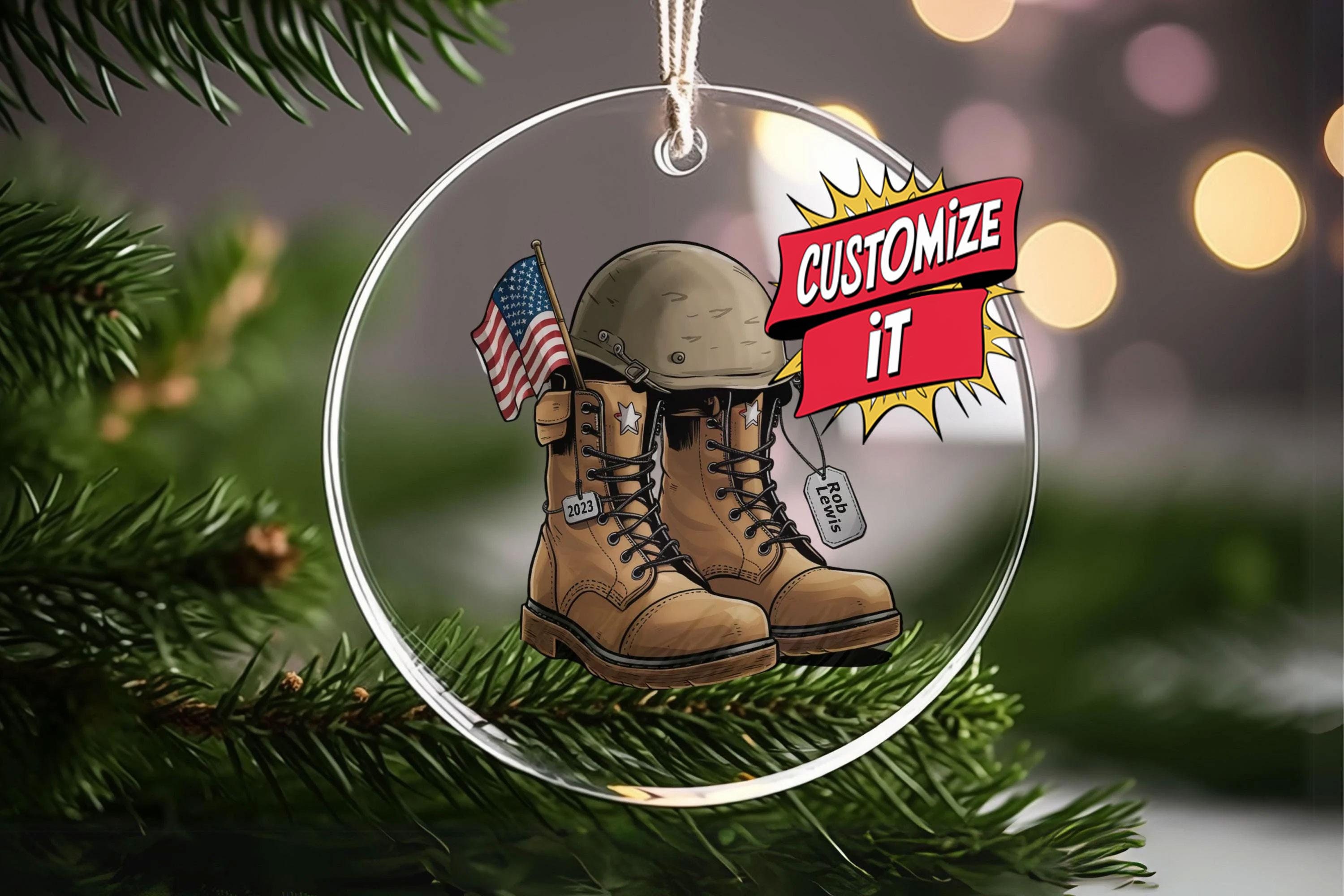 Custom Acrylic Military Memorial Ornament, Personalized Commemorative ...