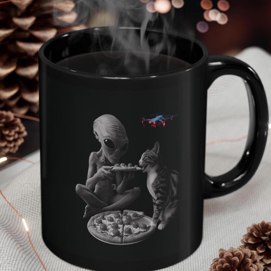 Alien Theme Mug 15oz Ufo, Aliens/cats, Alien Ceramic Coffee Mug, Alien ...