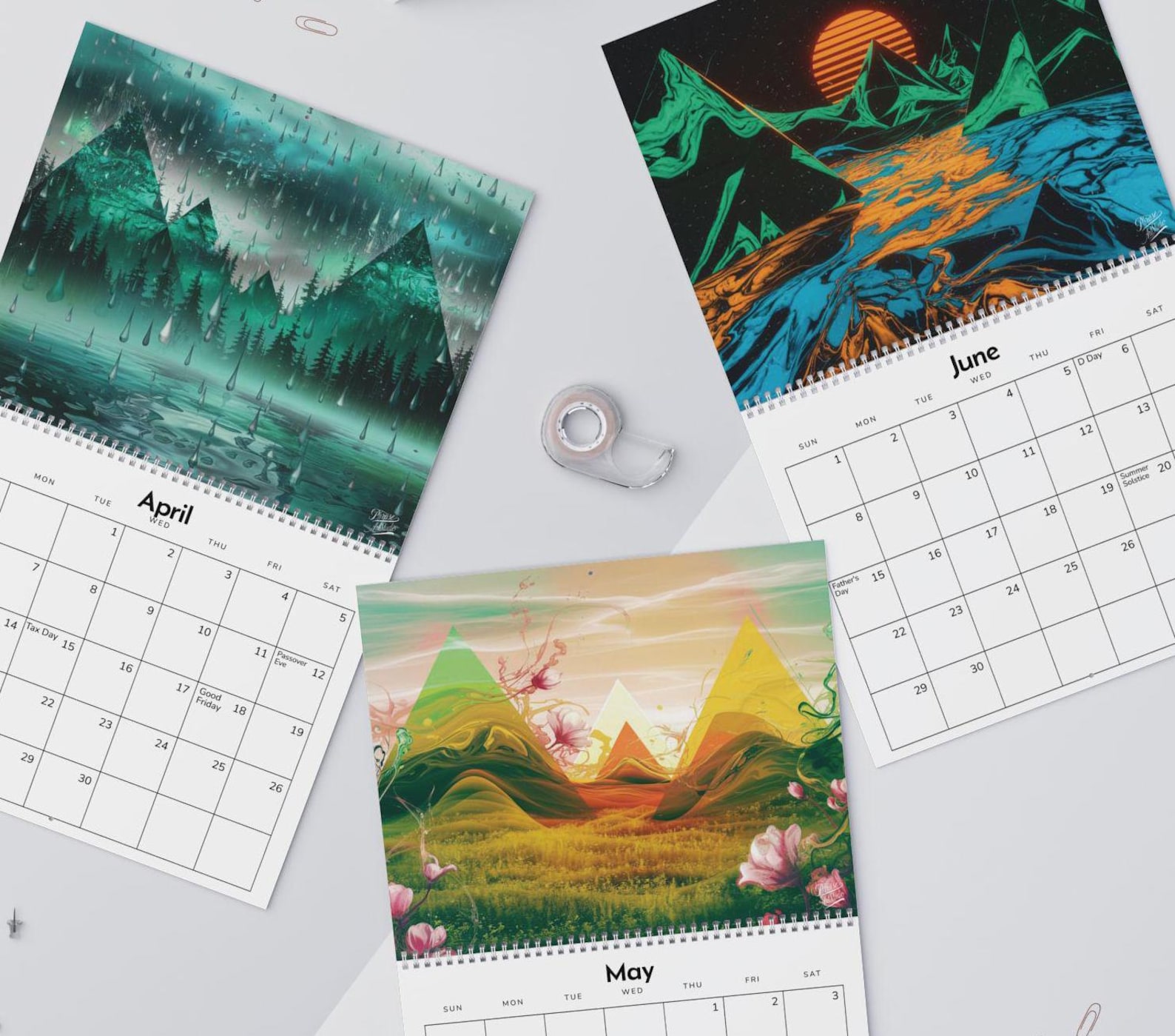 2025 Art Calendar, Abstract Wall Calendar, Monthly Hanging Calendar ...