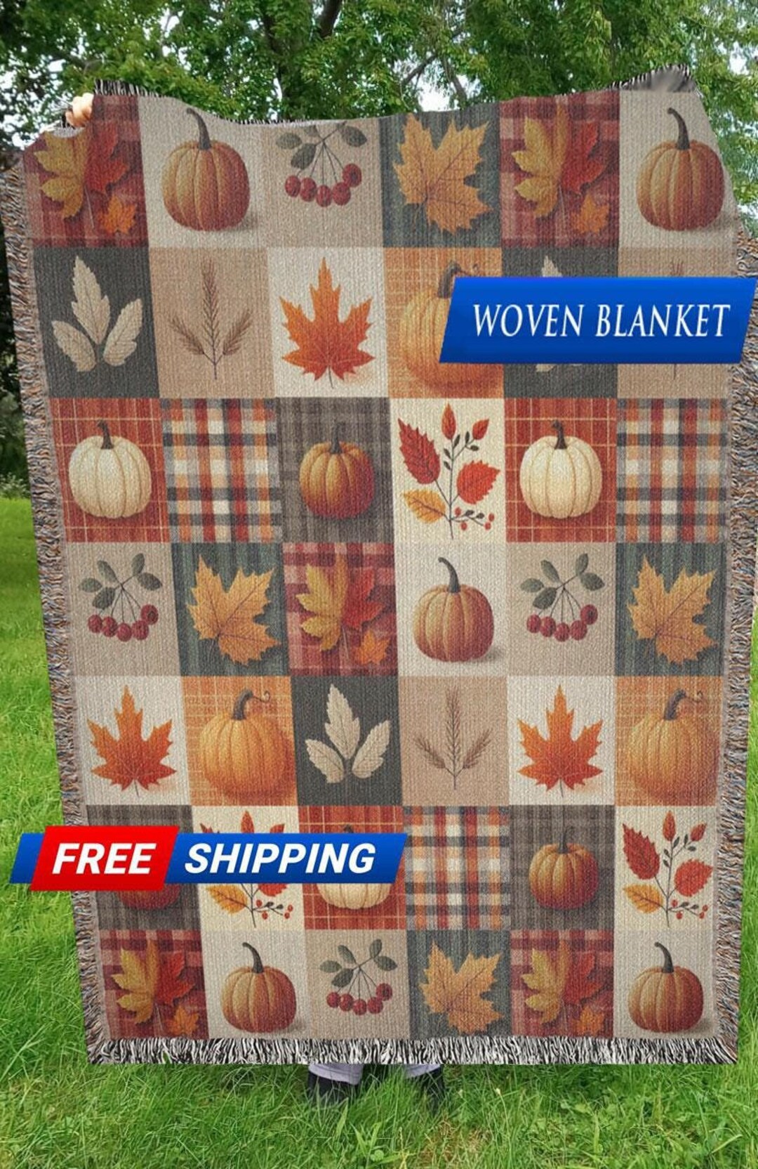 Fall Themed Throw Blanket, Fall Hosting Decor, Pumpkin Throw Blanket ...