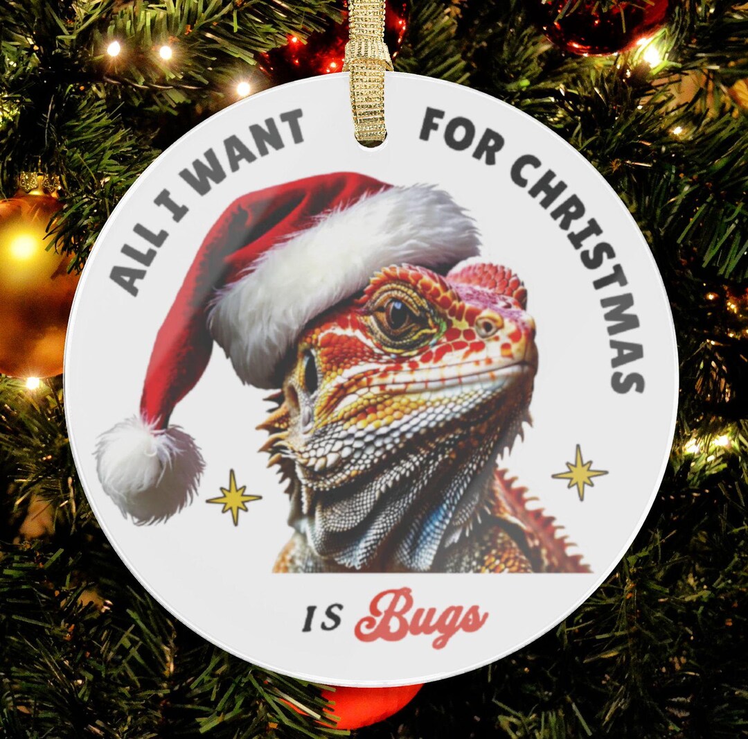 Lizard Christmas Bearded Dragon With Hat Ornament, Bearded Dragon ...