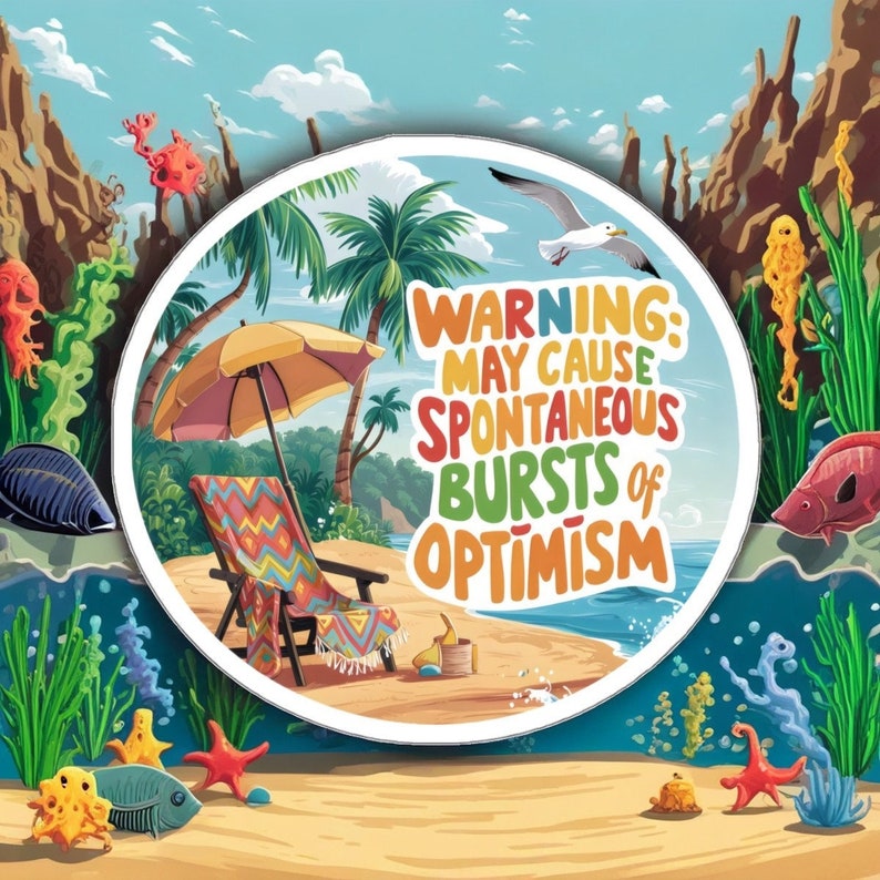 Inspirational Message Beach Chair and Umbrella Sticker A Beach Vacation ...