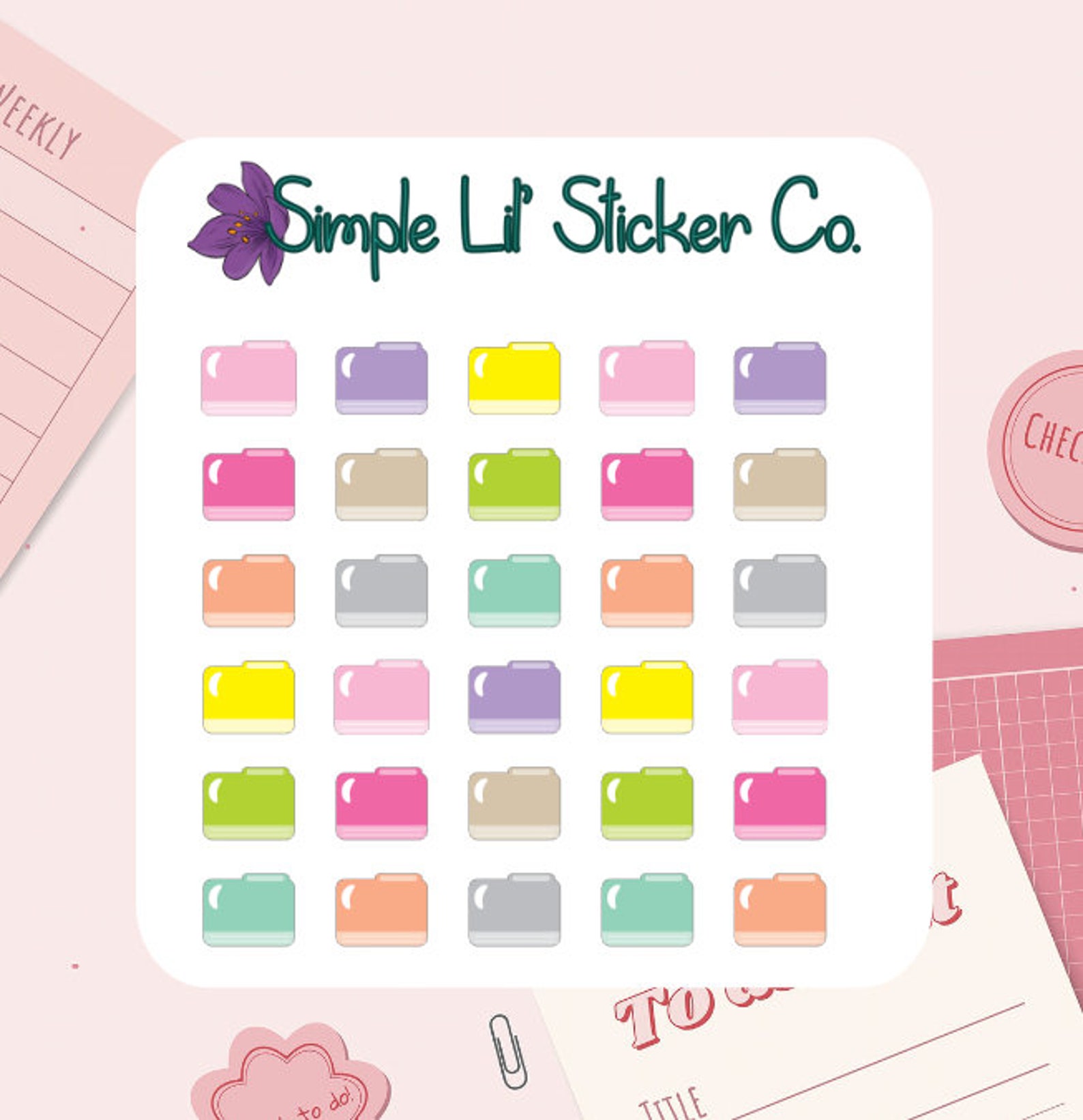 File Folder Icon Sticker Sheet Folder Functional Icon | Etsy