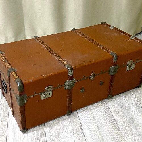 Extra Large Leather Handmade Trunk Vintage Wood Box Treasure - Etsy