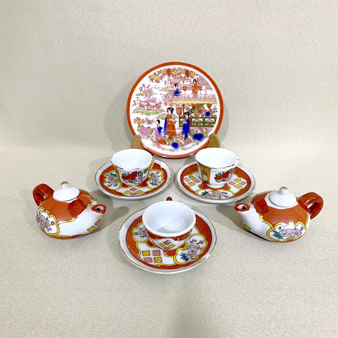 Vintage Miniature Porcelain Tea Set Japanese Tea Set Miniature ...