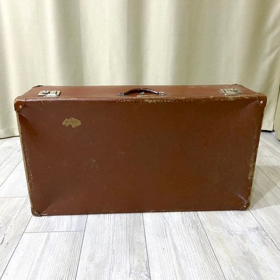 Retro Travel Luggage Primitive Suitcase | Large Brown… - Gem