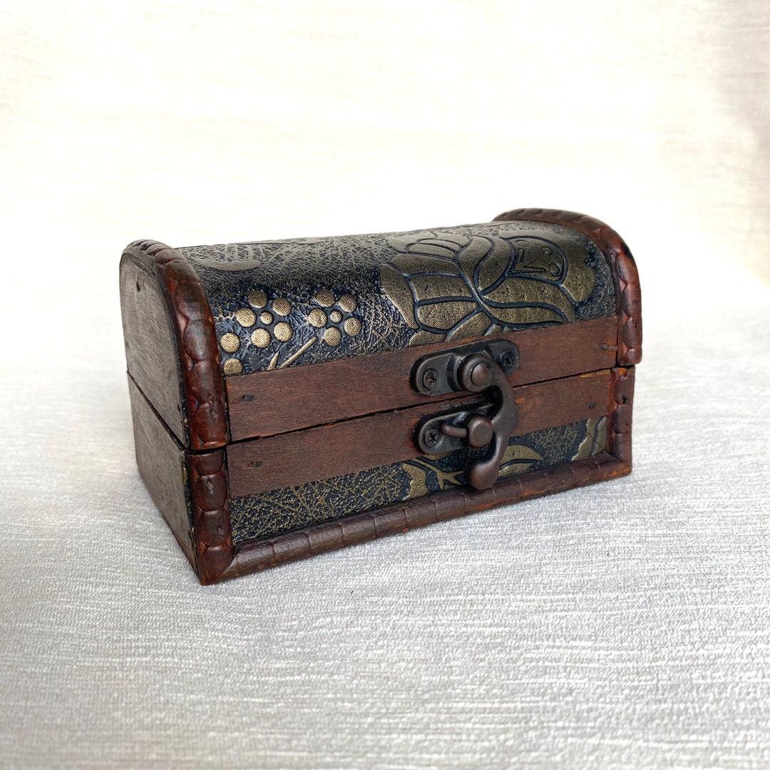 Wooden Decorative Chest Jewelry Storage Box Vintage Small Pirate ...