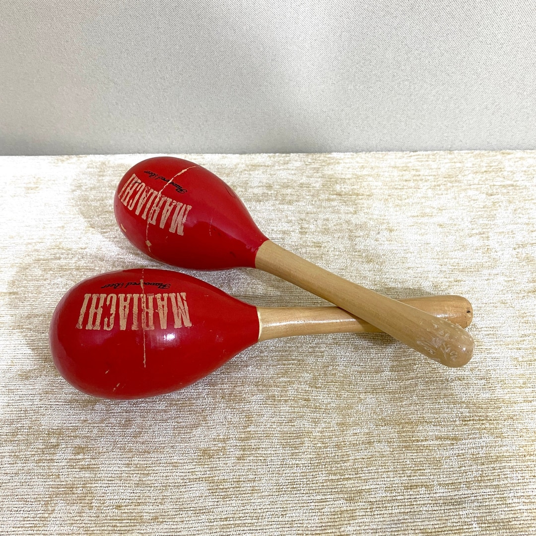 Paire de maracas rouges en bois vintage Shaker à maracas en bois ...